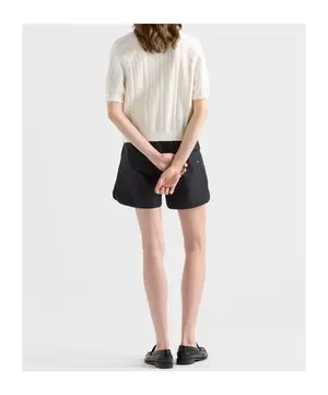 Prada Short-sleeved Openwork Cotton Cardigan