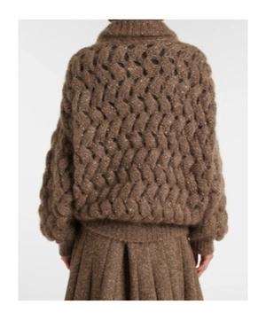 Brunello Cucinelli Open-knit Sequined Mohair And Wool-blend Cardigan