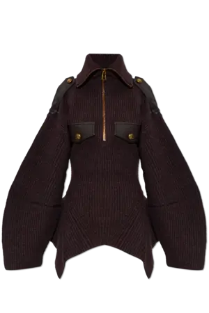Zimmermann Ribbed Wool Sweater With Leather Accents