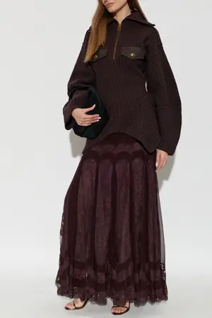 Zimmermann Ribbed Wool Sweater With Leather Accents