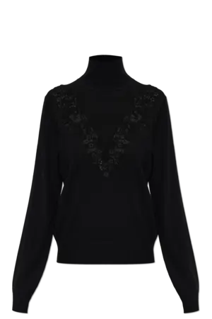 Zimmermann Wool Sweater With A Stand-up Collar - Black
