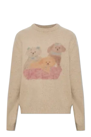 CARNE BOLLENTE Crew Neck Sweater With Dog Print