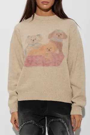 CARNE BOLLENTE Crew Neck Sweater With Dog Print