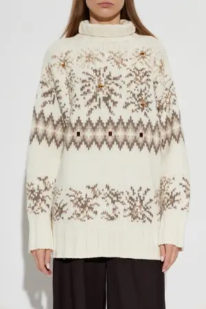 Fabiana Filippi Wool Turtleneck With Appliqués