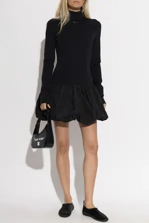 Off-White Dress With Flared Skirt