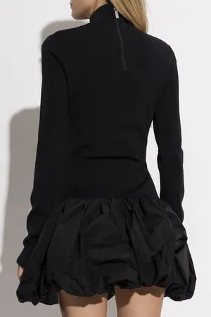 Off-White Dress With Flared Skirt