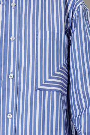 Victoria Beckham Striped Pocket Shirt - Blue