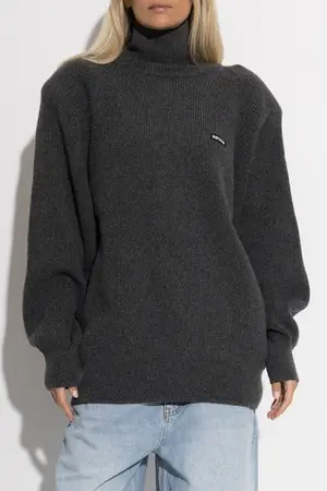 ROTATE BY BIRGER CHRISTENSEN Wool Turtleneck With Logo Patch