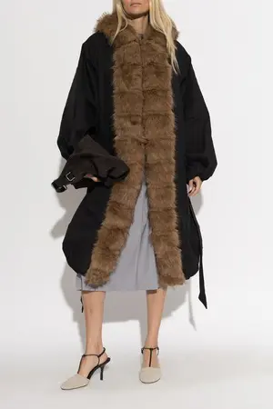 ROTATE BY BIRGER CHRISTENSEN Faux Fur Trimmed Oversized Coat