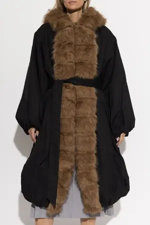 ROTATE BY BIRGER CHRISTENSEN Faux Fur Trimmed Oversized Coat