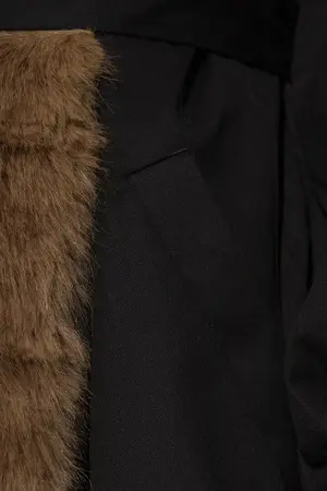 ROTATE BY BIRGER CHRISTENSEN Faux Fur Trimmed Oversized Coat