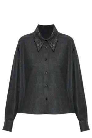 Fabiana Filippi Wool Shirt With Decorative Collar - Grey
