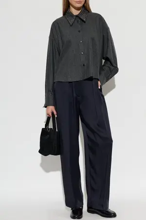 Fabiana Filippi Wool Shirt With Decorative Collar