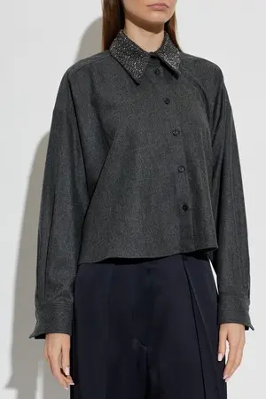 Fabiana Filippi Wool Shirt With Decorative Collar