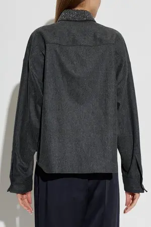 Fabiana Filippi Wool Shirt With Decorative Collar