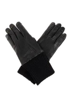 Rick Owens Leather Gloves With Ribbed Cuffs