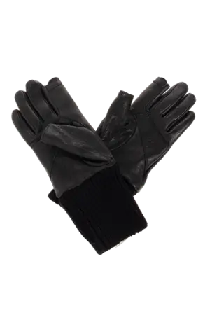 Rick Owens Leather Gloves With Ribbed Cuffs