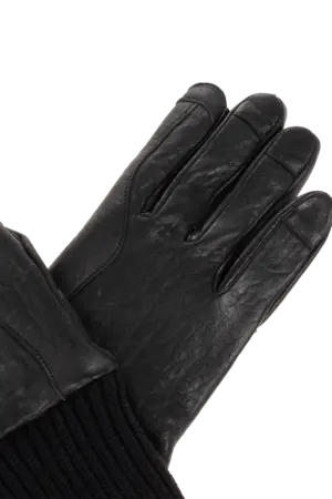Rick Owens Leather Gloves With Ribbed Cuffs