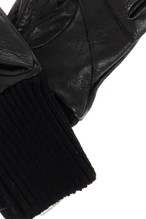 Rick Owens Leather Gloves With Ribbed Cuffs