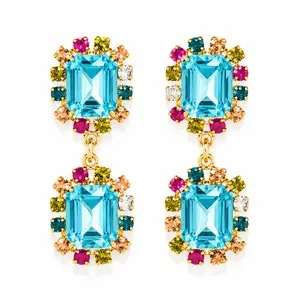 THE PINK REEF Twin Gem Earrings - Blue