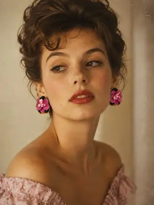 THE PINK REEF Kleo Orchid Stud In Magenta - Pink