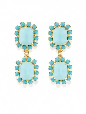 THE PINK REEF Twin Gem Earring In Turquoise - Blue