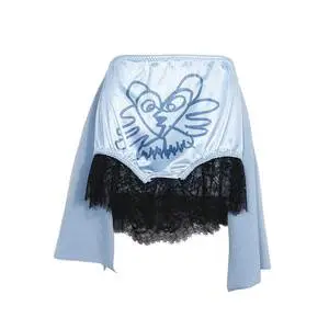 ACID CAT Light Acid Kitty Sparkle Lace Mini Skirt - Blue