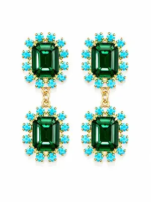 THE PINK REEF Twin Gem Earring In Emerald - Green