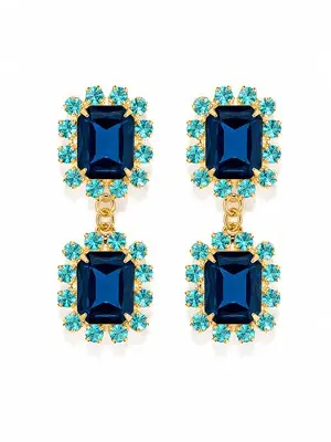 THE PINK REEF Twin Gem Earring In Navy - Blue