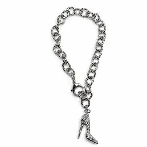 JAGGED HALO JEWELRY Stiletto Heel Charm Bracelet - Silver