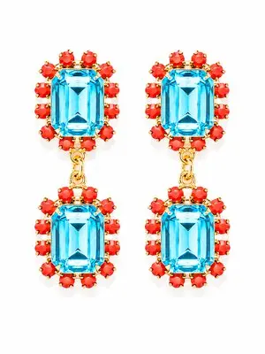 THE PINK REEF Twin Gem Earring In Aqua Coral - Blue