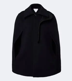 Bottega Veneta Intrecciato Wool And Cashmere Cape - Blue