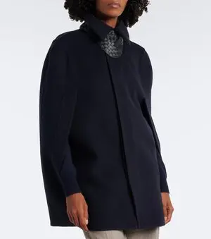 Bottega Veneta Intrecciato Wool And Cashmere Cape - Blue