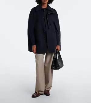 Bottega Veneta Intrecciato Wool And Cashmere Cape - Blue
