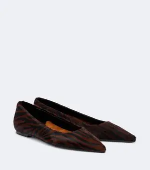 AeydĒ Cassy Zebra-print Calf Hair Ballet Flats - Brown