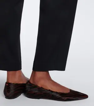 AeydĒ Cassy Zebra-print Calf Hair Ballet Flats - Brown