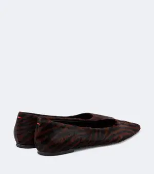 AeydĒ Cassy Zebra-print Calf Hair Ballet Flats - Brown