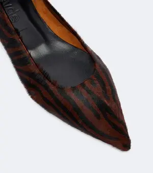 AeydĒ Cassy Zebra-print Calf Hair Ballet Flats - Brown