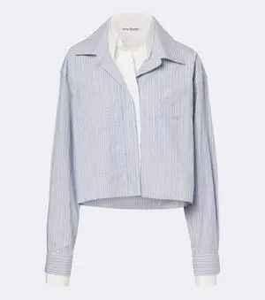 Acne Studios Striped Cropped Cotton Poplin Shirt