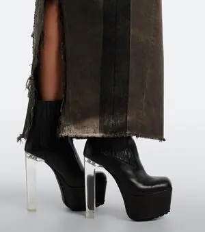 Rick Owens Beatle Kiss Leather Platform Ankle Boots