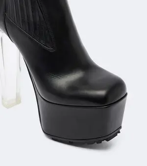 Rick Owens Beatle Kiss Leather Platform Ankle Boots