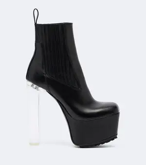 Rick Owens Beatle Kiss Leather Platform Ankle Boots