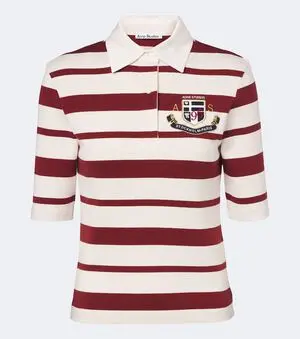Acne Studios Striped Cotton-blend Jersey Polo Shirt