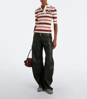 Acne Studios Striped Cotton-blend Jersey Polo Shirt