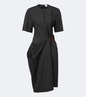 Bottega Veneta Belted Wool Midi Dress