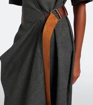 Bottega Veneta Belted Wool Midi Dress