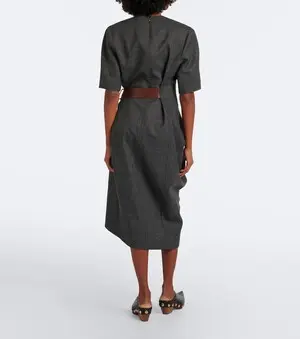 Bottega Veneta Belted Wool Midi Dress