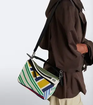 Loewe Puzzle Small Striped Top-handle Bag
