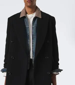 FRAME Corduroy-trimmed Denim Jacket
