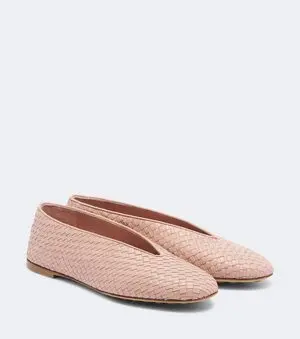 Bottega Veneta Rosa Intrecciato Leather Ballet Flats